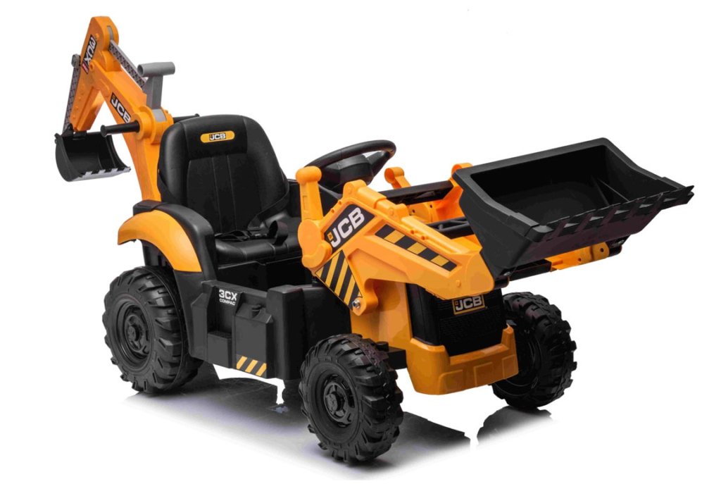 Elektrisk JCB Traktor til børn med frontskovl og gravekran, 2x12V